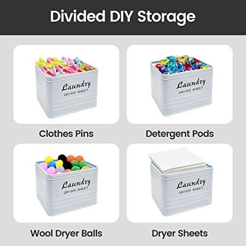 Farmhouse Metal Dryer Sheet Dispenser with Hinged Lid, Rustic Dryer Sheets Holder for Laundry Room Decor, Dryer Sheet Container Box Laundry Storage Organizer for Laundry Room Fabric Softener Sheets