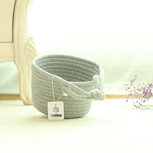 Iceblue 6''X4.5''Grey Round Cotton Rope Over Wall Door Closet Window Hanging Storage Basket