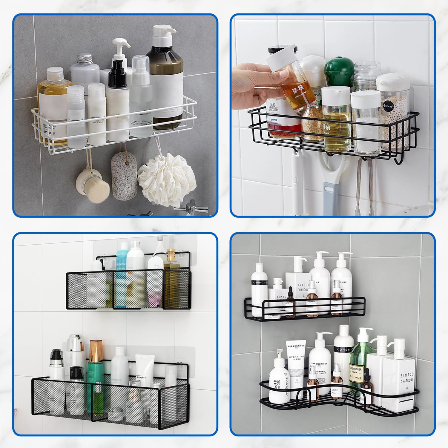 KNCLUX 2 Pcs Shower Caddy Adhesive Replacement | Adhesive Bathroom Shower Shelves Replacement | Drill-Free Resilient Transparent