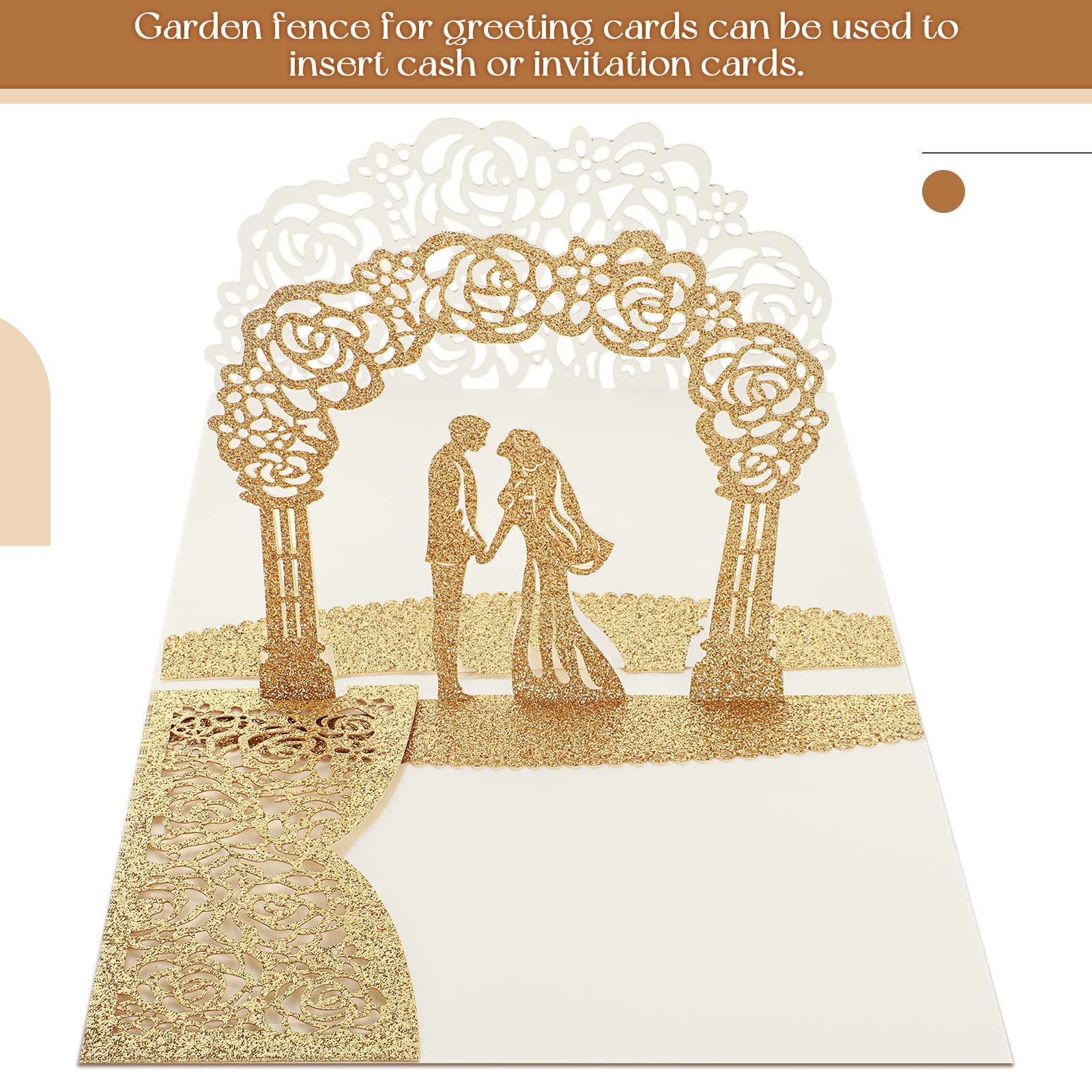 Tallew Wedding Pop up Card Set 3D Greeting Anniversary Card Romantic Wedding Congratulations Card with Envelope for Bride and Groom Valentine's Day Engagement Party Supplies(Arched Door Style)