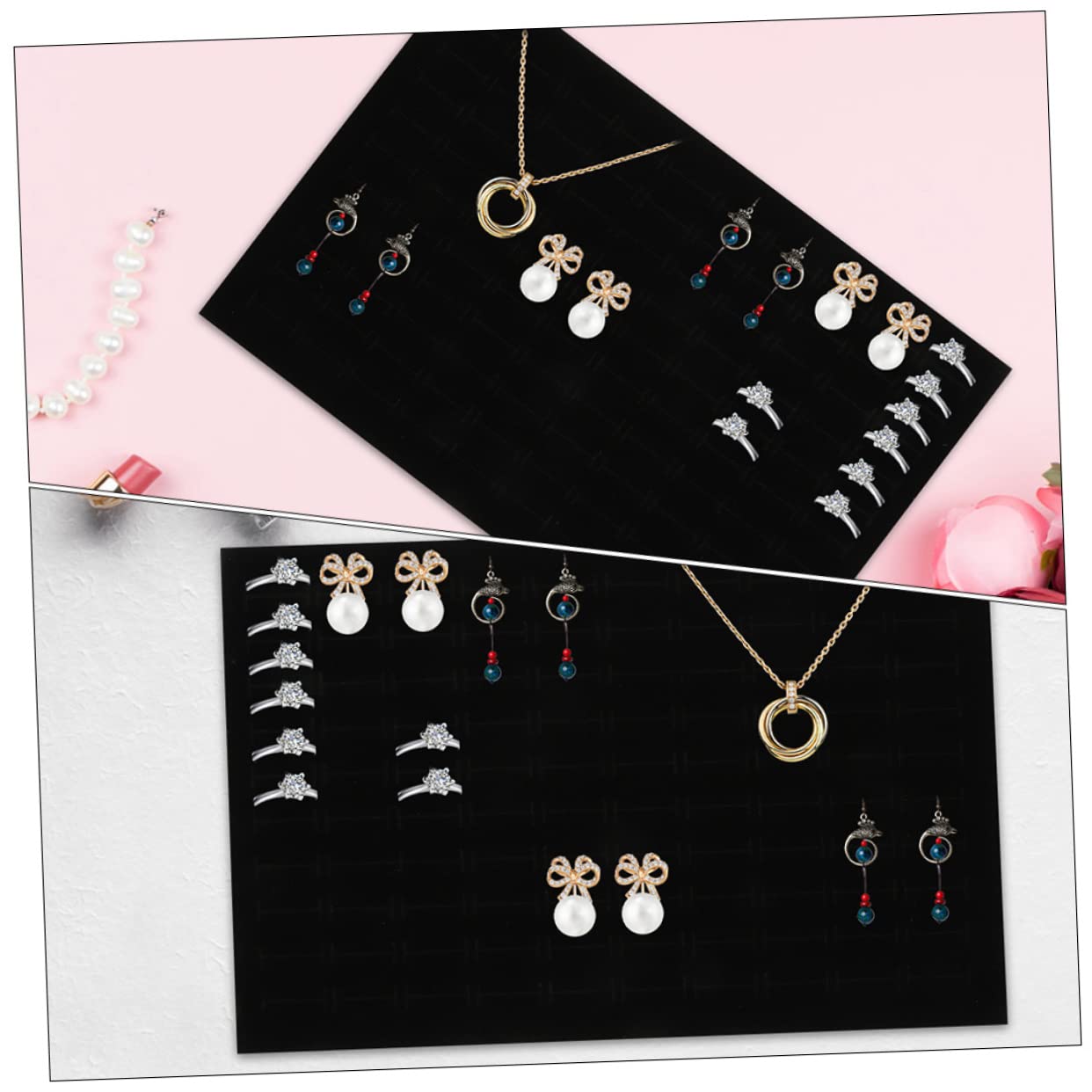 Abaodam 10pcs Jewelry Box Pad Jewelry Insert Display Mat Jewelry Display Tray Jewelry Organizer Tray Trinket Tray Trays Display Shelf Earring Sponge Display Pad Stud Box Velvet Embedded