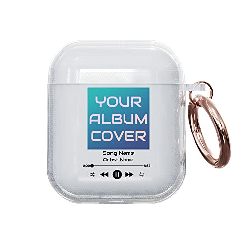 Custom Song AirPods Clear Case with Your Photo - Personalized AirPods Case with Keychain Add Your Music Album Cover