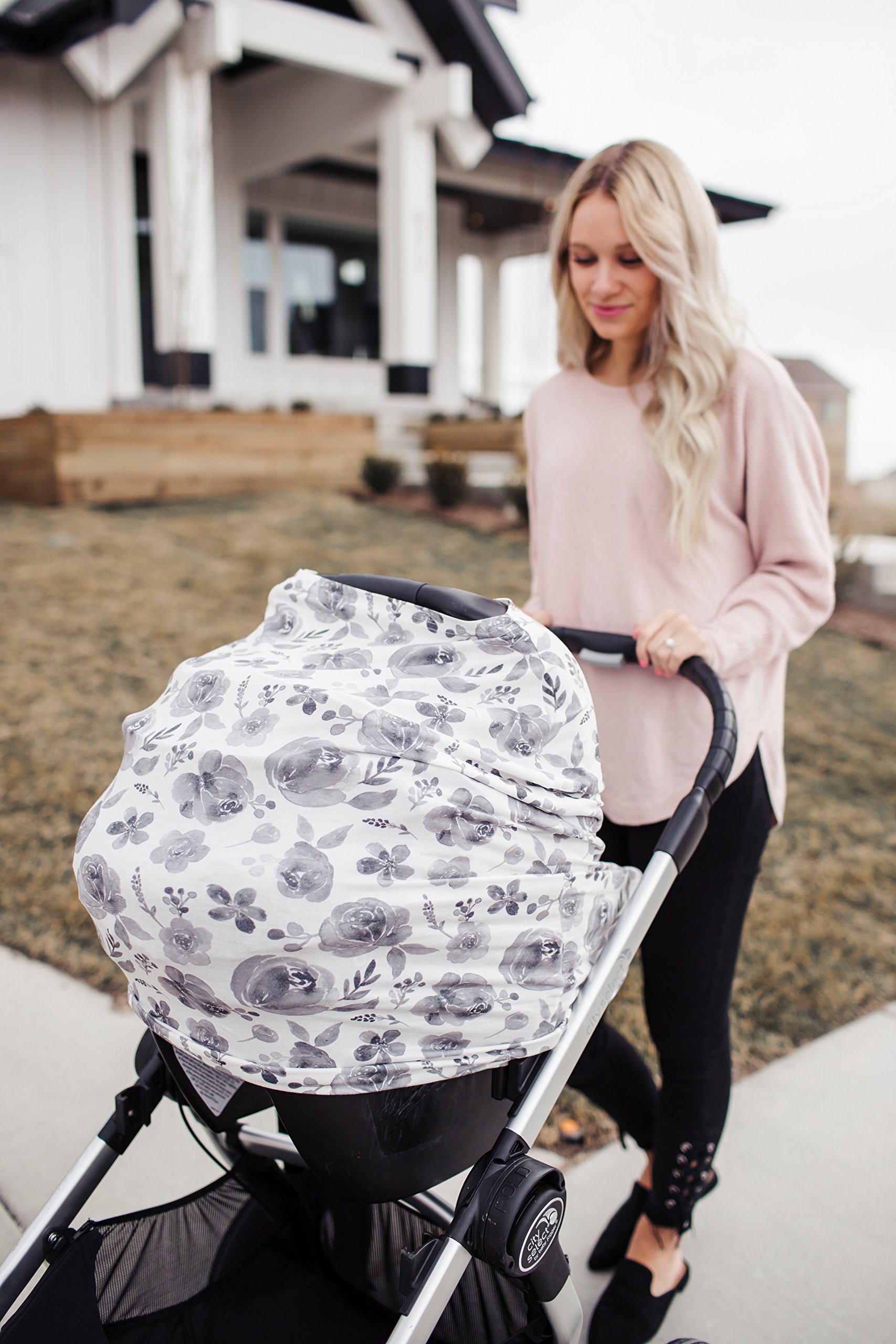Copper Pearl Multi-Use Cover: Car Seat Covers, Nursing Cover, and Stroller Cover for Sun - Stretchy Fabric, All-Season Use, Stylish Designs, Easy Access for Moms - Rowan