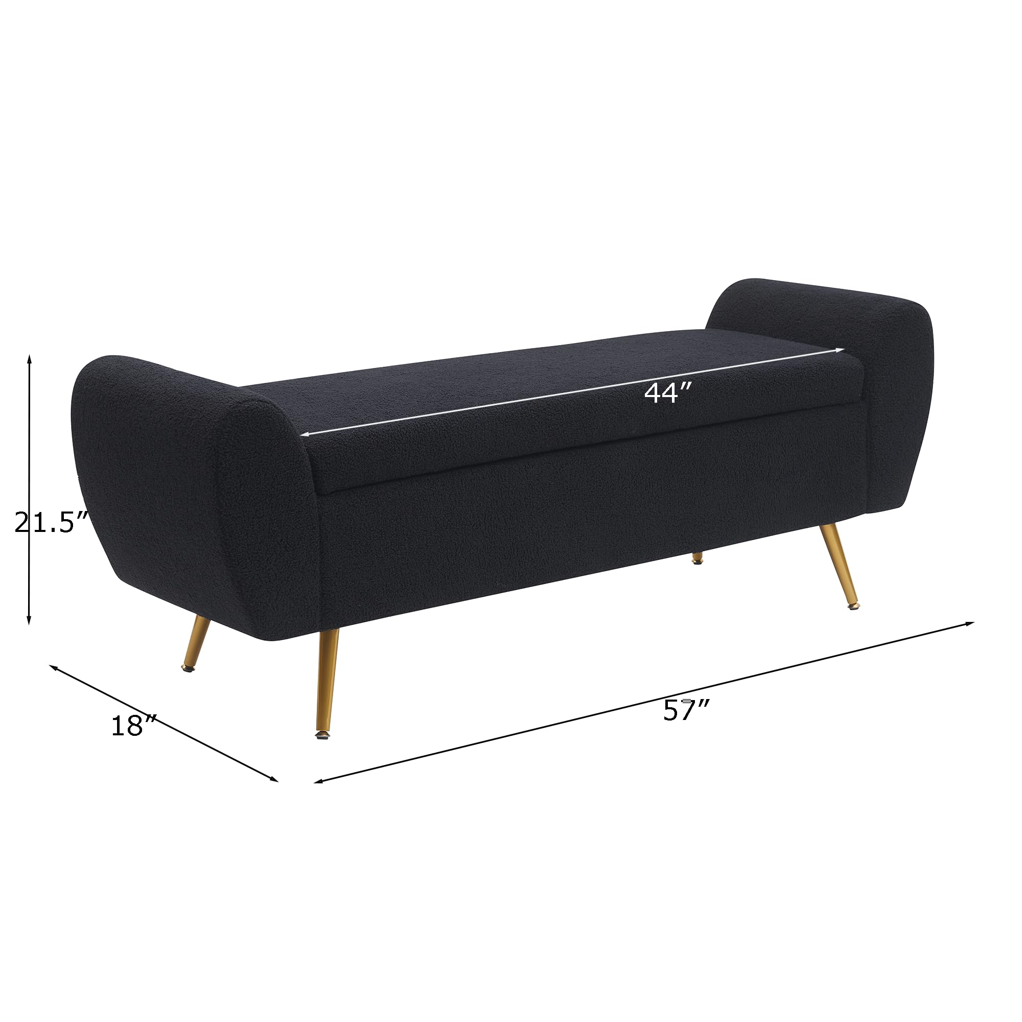 AIITTCC Teddy Storage Bench for Bedroom, Extra Long Boucle Bench for King Size Bed, Modern Upholstered End of Bed Ottoman Bench with Arms for Entryway Living Room (Grey)
