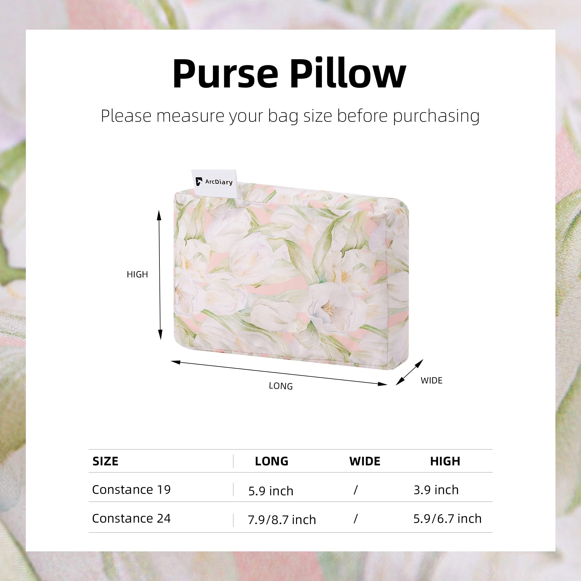 ArcDiary Purse Pillow Shaper Insert, Tote Handbag Shapers, Memory Foam, for Constance 19/24 bags (Constance19,Retro bird)