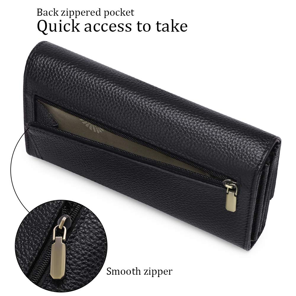 GOIACII Women's Wallet RFID Blocking Genuine Leather Large Capacity Card holder Ladies Clutch purses for women