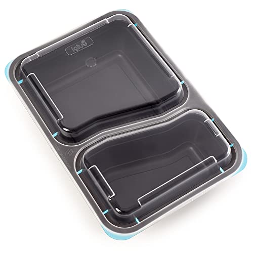Igluu Meal Prep Containers [10 Pack] 2 Compartment with Airtight Lids - Plastic Food Storage Bento Box - BPA Free - Reusable Lunch Boxes - Microwavable, Freezer and Dishwasher Safe (30 oz)