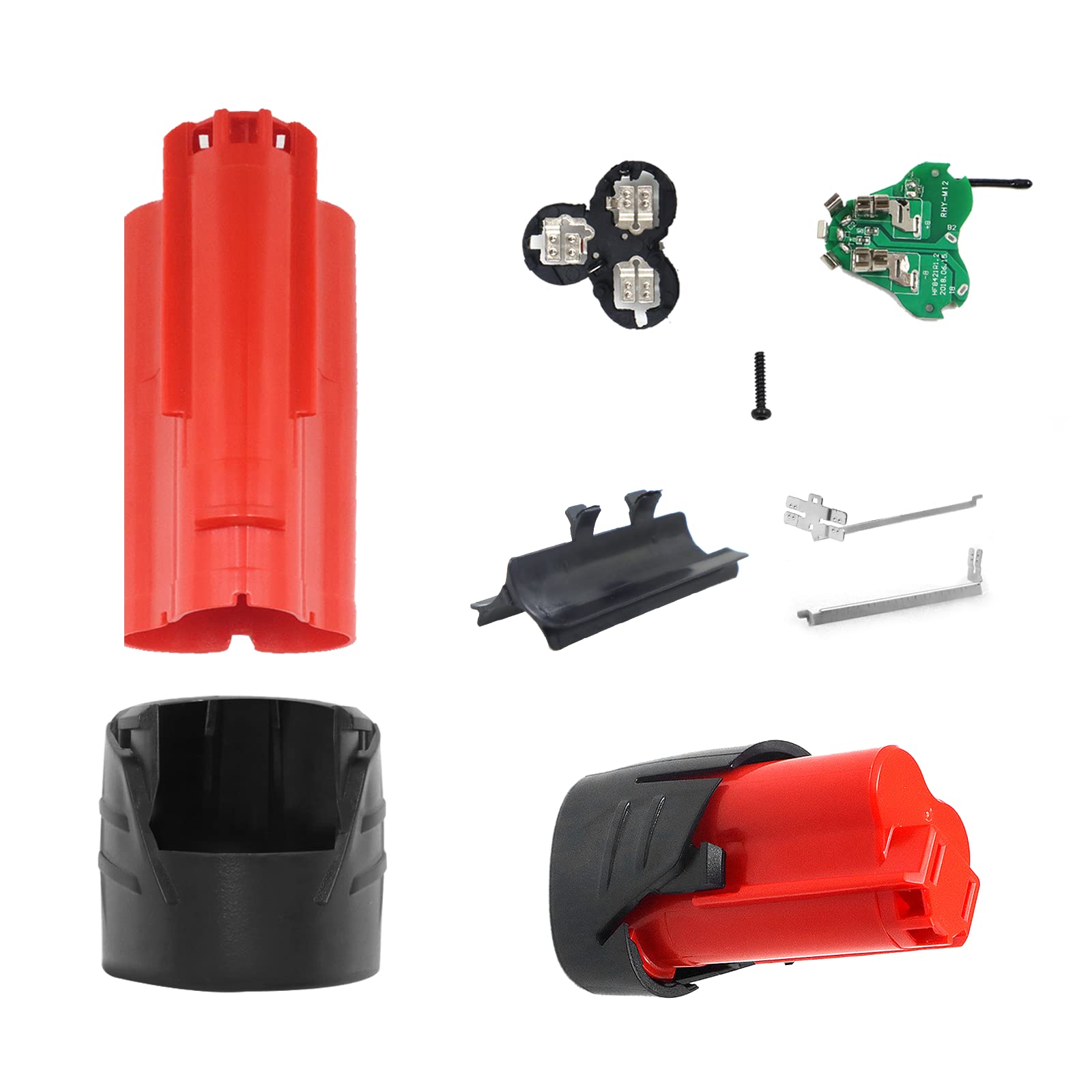 Akocire M12 12V 3.0Ah Battery Case with PCB Replacement for Milwaukee, Battery Repair DIY Kit Part Shell Cover for Broken Battery (No Battery Cell Included)