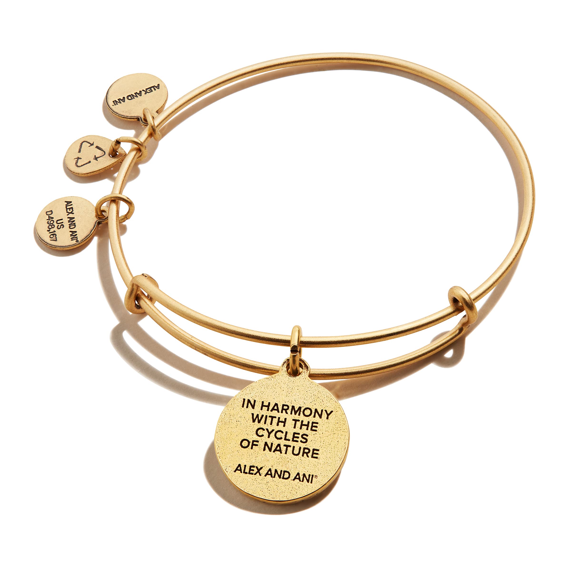 Alex and Ani Path of Symbols Expandable Bangle for Women, Crescent Moon Charm, Rafaelian Gold Finish, 2 to 3.5 in