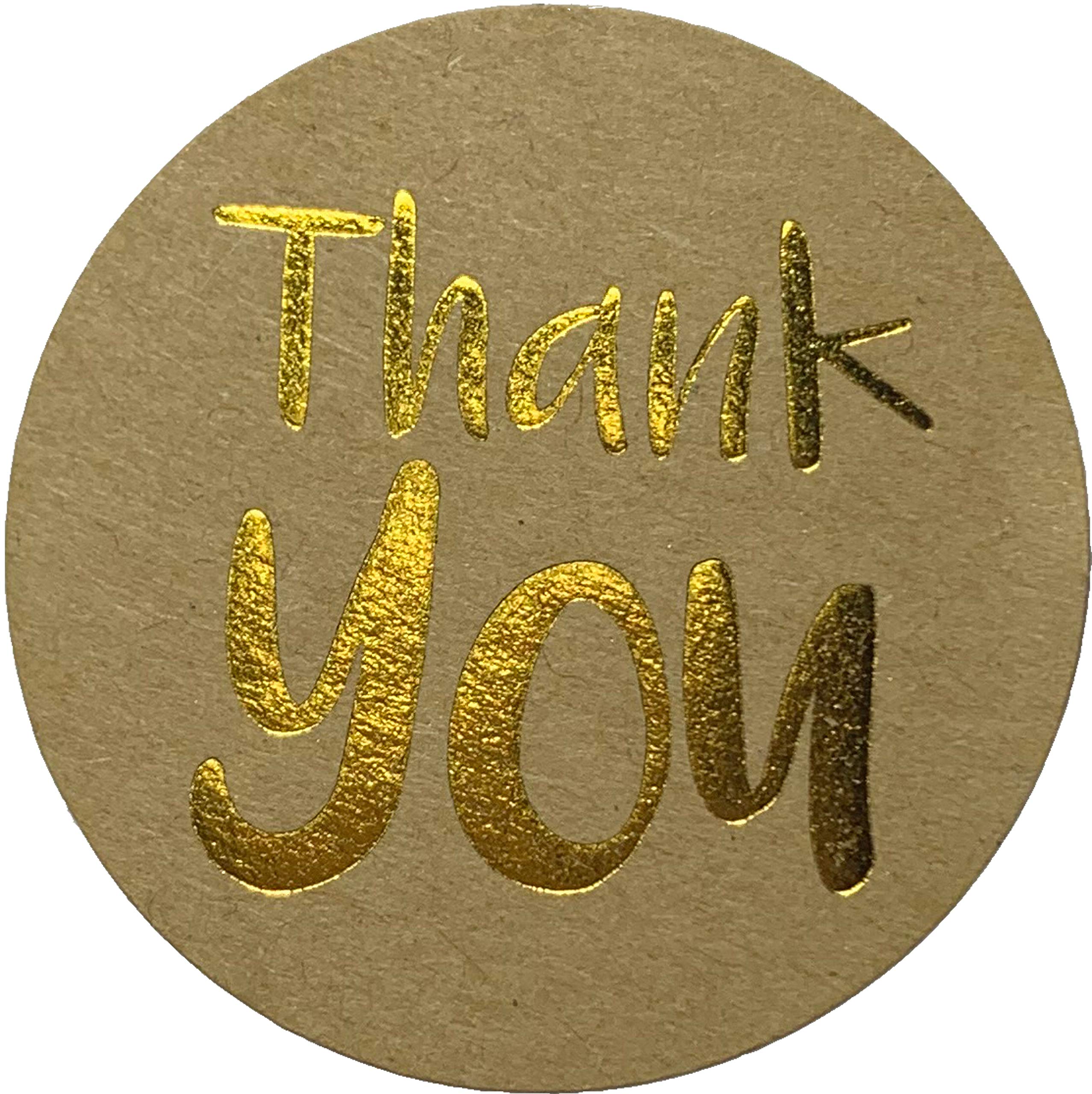 Ada’s Pen & Paper - 1.5” Round Thank You Stickers Roll - 500 Count | Custom Design Gold Foil Letters | Kraft Paper | Small Business | Decorative | Craft Labels | Cute | Wedding | Envelope Stamp