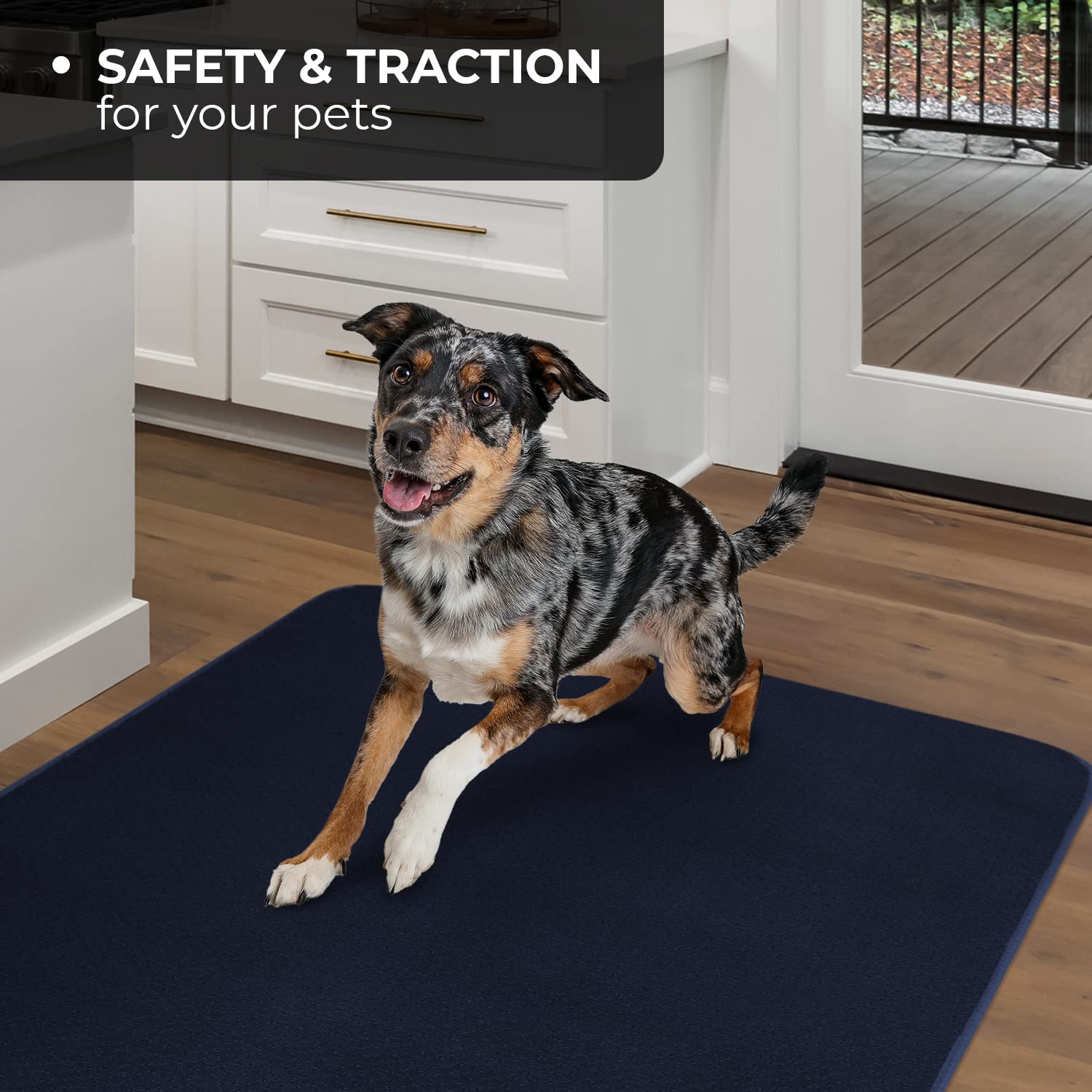 House, Home and More Skid-Resistant Carpet Indoor Area Rug Floor Mat - Navy Blue - 3 Feet X 3 Feet