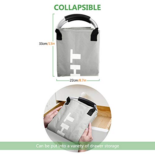IHOMAGIC 3 Sections Large Laundry Hamper, Laundry Bag Collapsible, Foldable Fabric Clothes Sorter Storage Bag with Carry Handles for Dirty Clothes for Home Bathroom Dormitory 85L 23.6x12.6in Grey