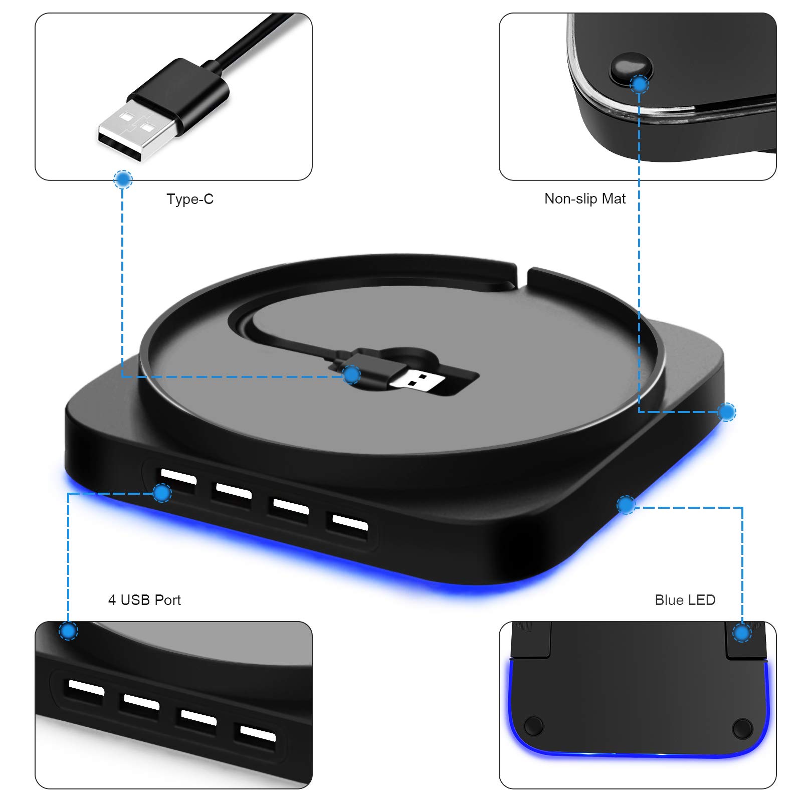 Vertical Stand for Xbox Series X Console, 4 Ports USB Hub Combo Kit Docking Station, AKNES Xbox Series X Vertical Stand with USB2.0 Extender Adapter Splitter for Xbox X