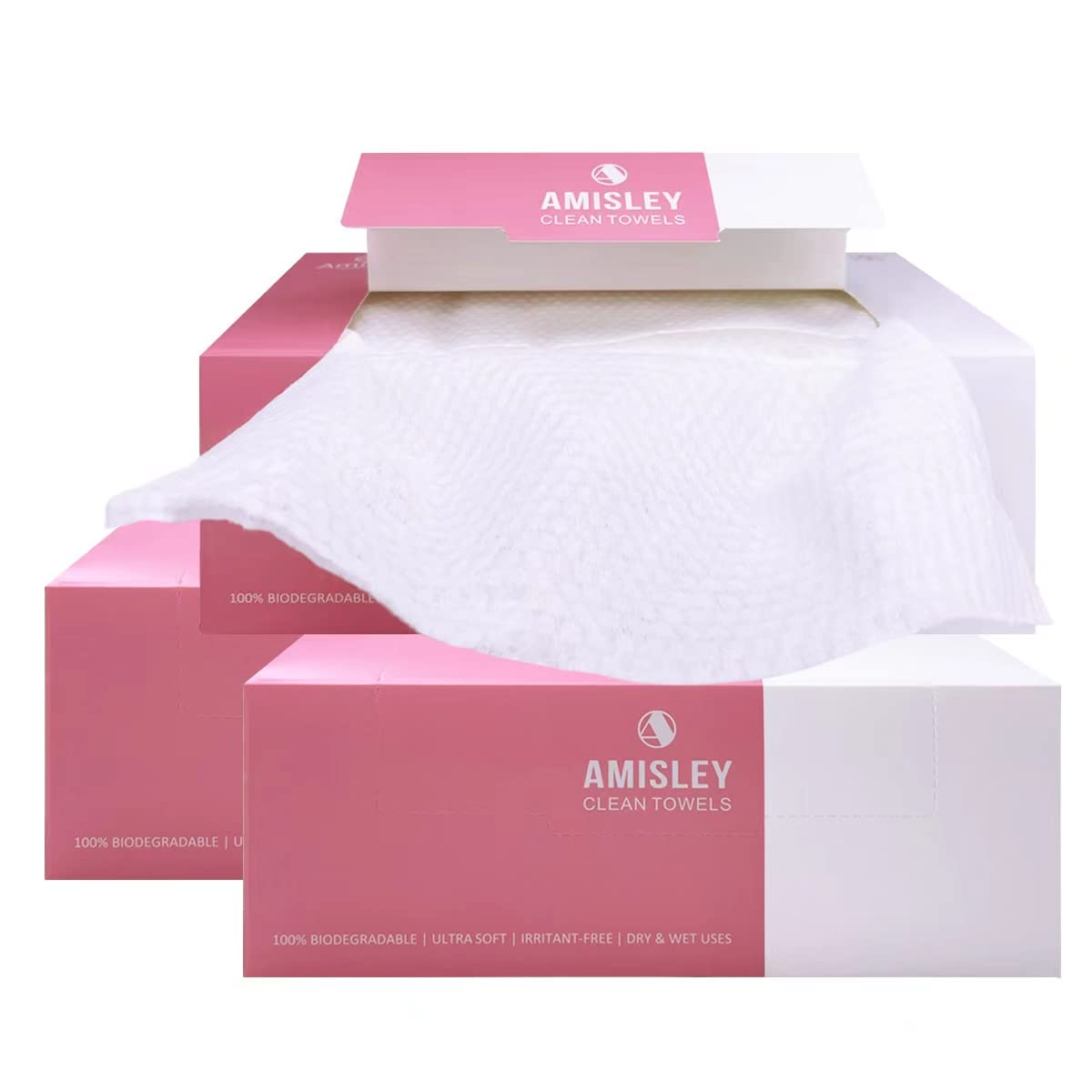 Amisley Disposable Face Towel, Ultra Soft Washcloths, 210Pcs Unscented Baby Dry Wipes for Sensitive Skin, Multi-Use as Makeup Remover & Thickening Cleansing Towelettes, w/Dust-Proof Bag, 3 Boxes