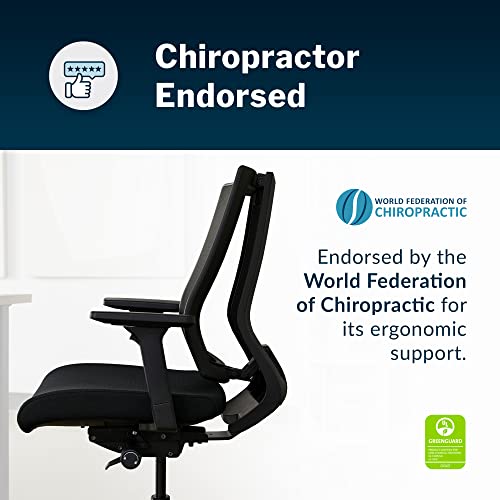 Vari Task Chair (VariDesk) - Adjustable Office Chair with Armrests and Rolling Casters - Use as a Gaming Chair, Desk Chair, Computer Chair, or Ergonomic Office Chair - Easy to Assemble (Black)