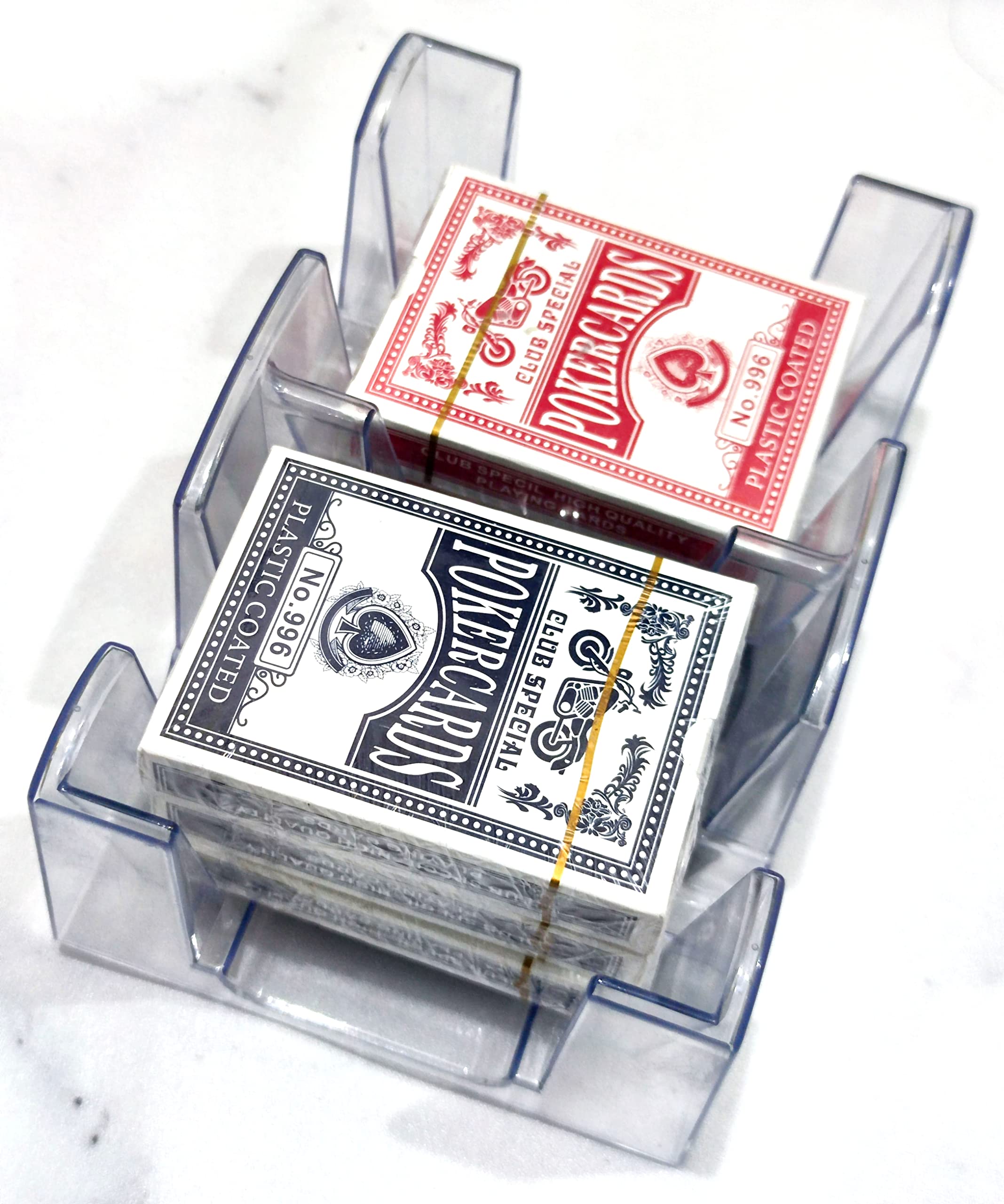 FONBEAR 6-Deck Rotating Playing Card Holder - Smooth 360 Degree Swivel Deck Holder - Playing Card Tray Great for Canasta, UNO, Blackjack, Texas Hold'em, Hand and Foot, Dealing and Discard Accessories