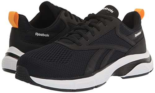 Amazon Essentials by Reebok Women's All Day Comfort Slip-Resistant Alloy-Toe Safety Athletic Work Shoe, Black/Gold/White, 8.5
