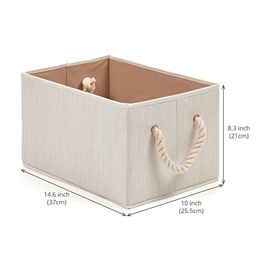 EZOWare Set of 7 Bamboo Fabric Storage Bins Baskets with Cotton Rope Handle, Collapsible Cube Container Box for Nursery, Kids, Closet, and More