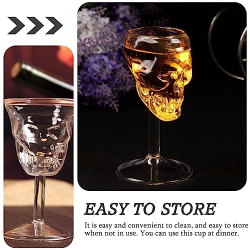 Abaodam Halloween Skull Glasses Goblets Skull Shaped Wine Cups Set of Two Borosilicate Glasses for Halloween Party Accessories Halloween Skull Drinking Glasses