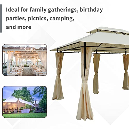 Outsunny 10' x 13' Patio Gazebo, Outdoor Gazebo Canopy Shelter with Curtains, Vented Roof, Steel Frame for Garden, Lawn, Backyard and Deck, Cream White