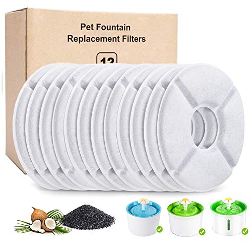 PK.ZTopia 12-Pack Cat Water Fountain Filters, Replacement Filters Cat Fountain, Pet Fountain Filters for 84oz/2.5L Automatic Pet Fountain Cat Water Fountain Dog Water Dispenser