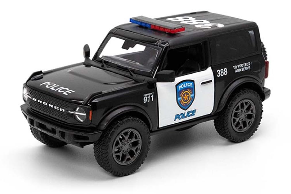 KiNSMART 2022 Ford Bronco SUV Police Edition 5 Inch 1:34 Scale Die Cast Metal Model Toy Car