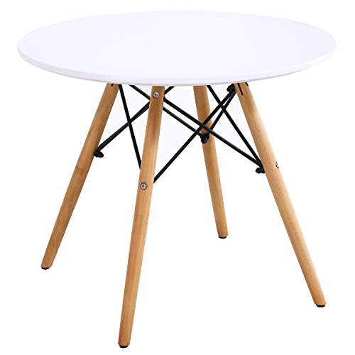 Costzon Kids Table and Chair Set, Kids Mid-Century Modern Style Table Set for Toddler Children, Kids Dining Table and Chair Set, 3-Piece Set (White, Table & 2 Chairs)