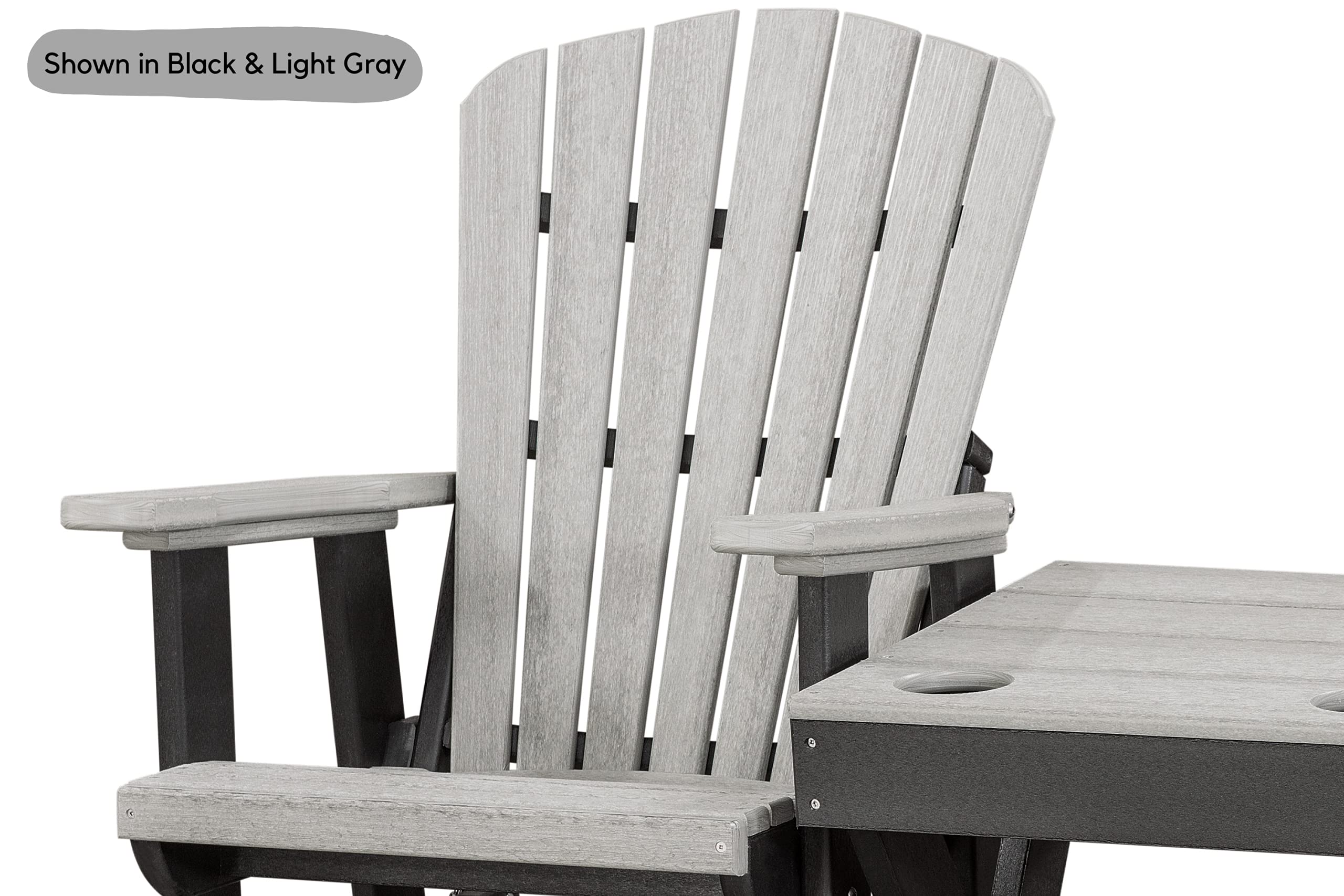 DutchCrafters Slat Fan Back Double Poly Adirondack Glider Outdoor Patio Chairs with Center Table (Tudor Brown & Cedar)