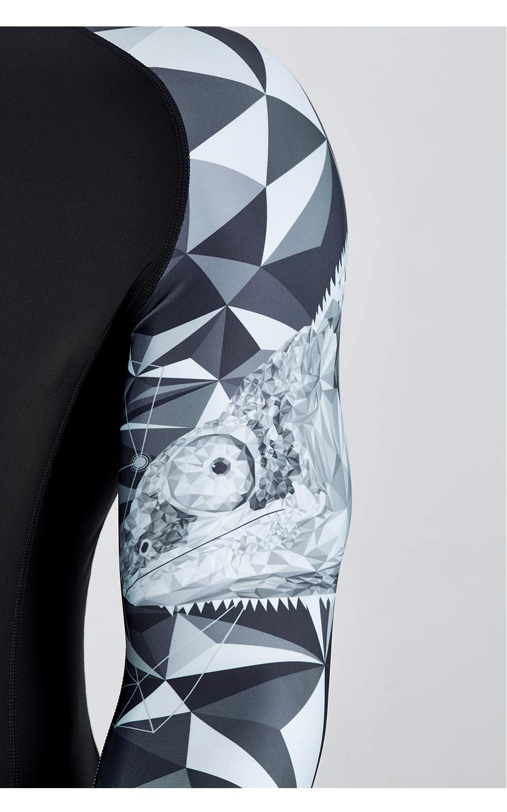 ADOREISM Quick-Dry Men's Long Sleeve Rash Guard UPF 50+ Compression Swim Shirt (Lizard, M)