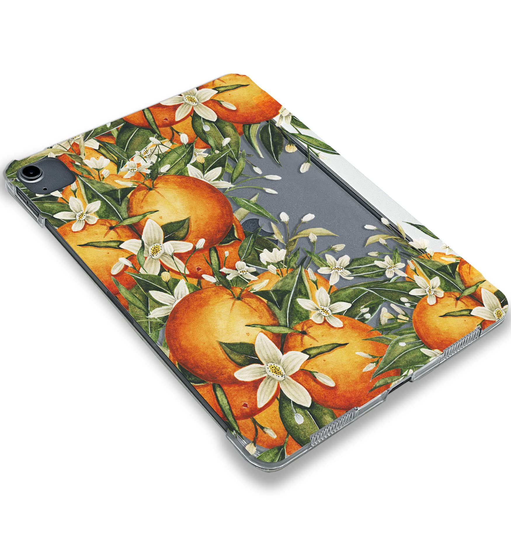 Cute Fruit Orange Flower case Compatible with iPad Mini Air Pro 7.9 8.3 9.7 10.2 10.9 11 12.9 inch Pattern Cover New 2022 2021 Trifold Stand 3 4 5 6 7 8 9 Generation 463 (12.9 Pro 3/4/5 gen)