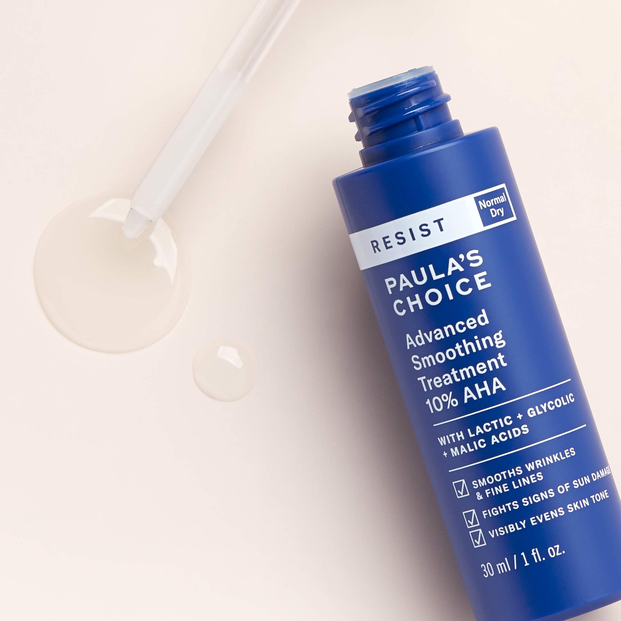 Paula's Choice RESIST Smoothing Treatment 10% AHA Serum, Lactic, Glycolic & Malic Acids, Anti-Aging Exfoliant for Dry Skin, 1 Ounce