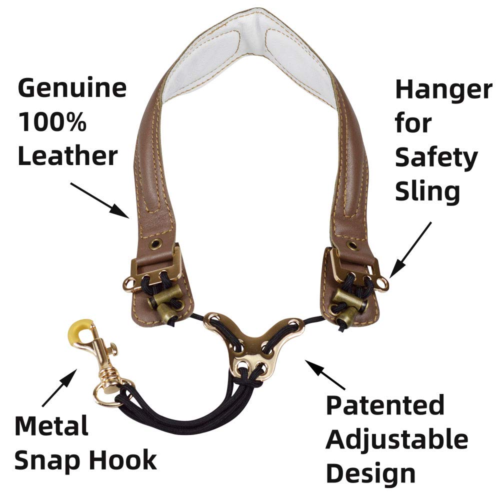 adorence Leather Saxophone Neck Strap - (Ergonomic, Breathable, Metal Swivel Snap Hook) Sax Neck Strap for Alto Tenor -Black