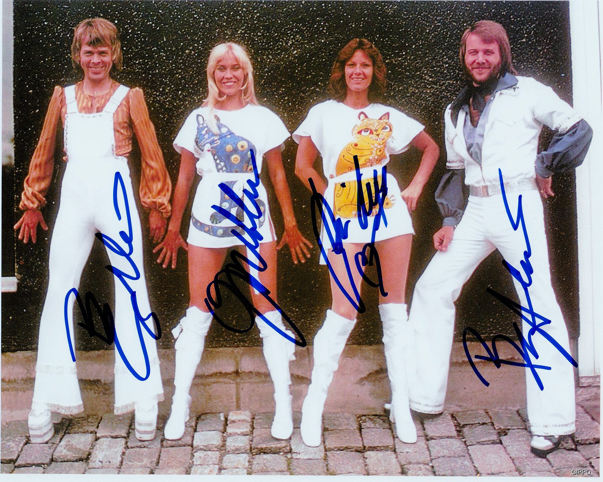 ABBA, Great Singing Group 8 X 10 Photo Display Autograph on Glossy Photo Paper