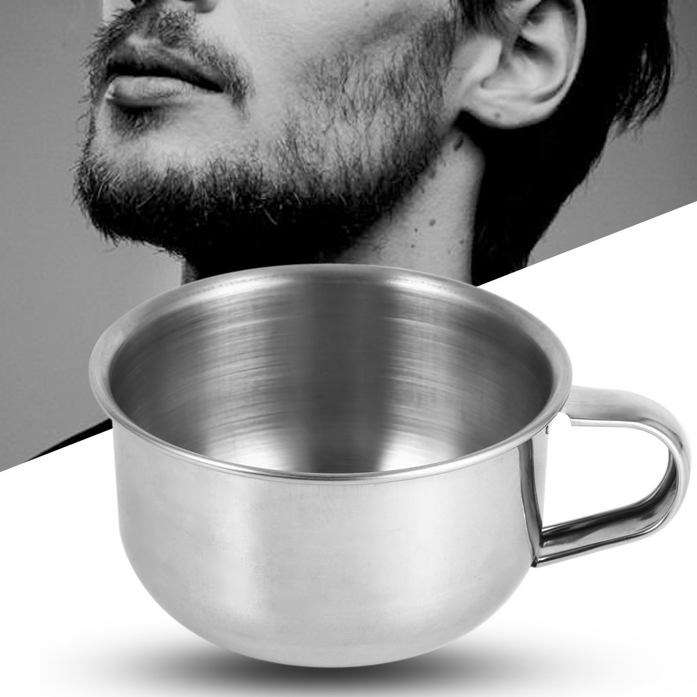 FILFEEL Shaving Soap Mug Bowl, New Stainless Steel Metal Cup Shaver Cleansing Foam Tool For Man