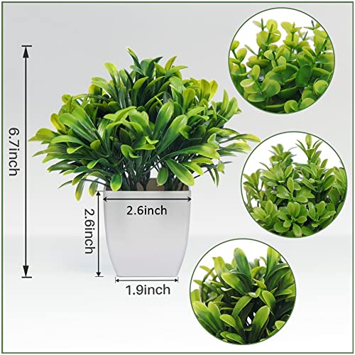 CADNLY Mini Artificial Plants Set - Faux Plants Indoor Small Fake Plants for Bathroom Office Desk - Green Plants Fake Potted Plants - Plastic Small Plants Decor for Shelf Shelves 3 Pack