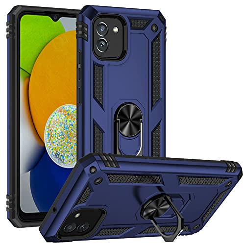 DINGXIN Galaxy A03 Case, Samsung A03 Phone Case, [Military Grade] Metal Ring Stand Car Mount Shockproof Protective Case for Samsung Galaxy A03 (Blue)
