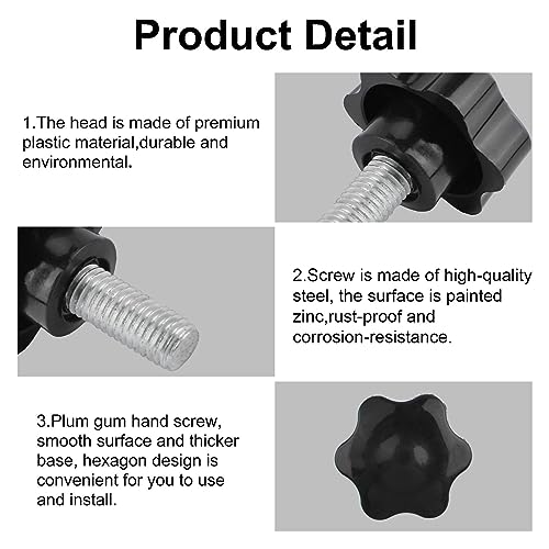 INCREWAY 6pcs M8x25mm Plum Blossom Shape Threaded Knurled Thumbscrew Grip Knobs Thumb Screw