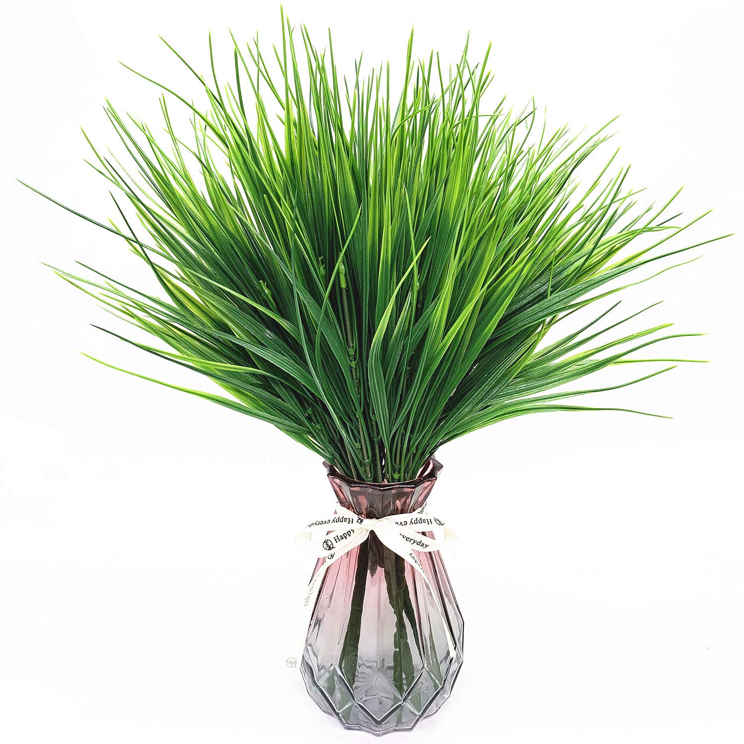 Artificial Plants, Fake Plastic Greenery Faux Shrubs Bushes Wheat Grass Outdoor Window Box Verandah Hanging Planter Decor Indoor Outside Home Garden UV Resistant Wedding DIY Decoration - 4 Pcs