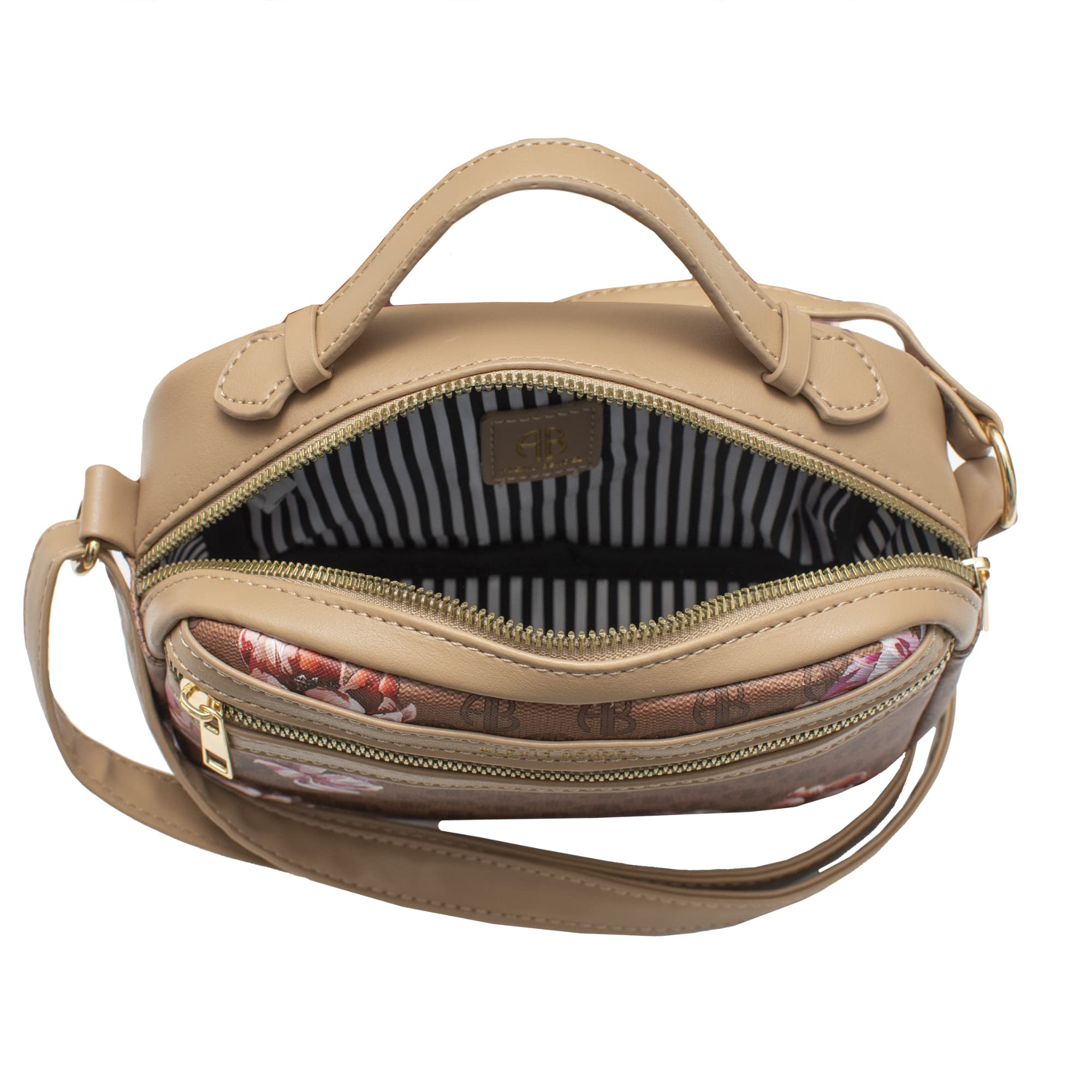 Alexis Bendel Women's Small Handbag Signature Crossbody Bag Mini Shoulder Bag Brown