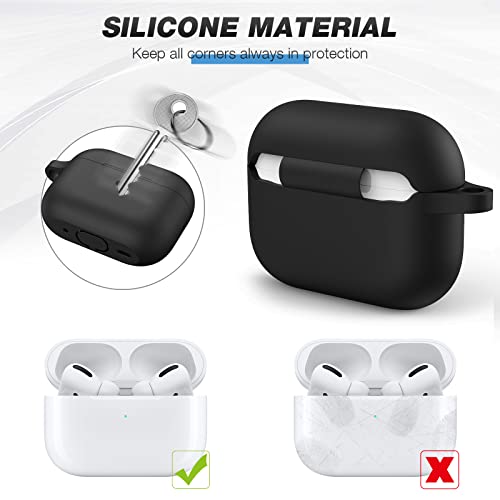 BRG Compatible with Airpods Pro 2nd/1st Generation Case Cover, Soft Silicone Skin Cover Shock-Absorbing Protective Case with Keychain Compatible for Apple Airpods Pro Case 2022/2019[Front LED Visible]