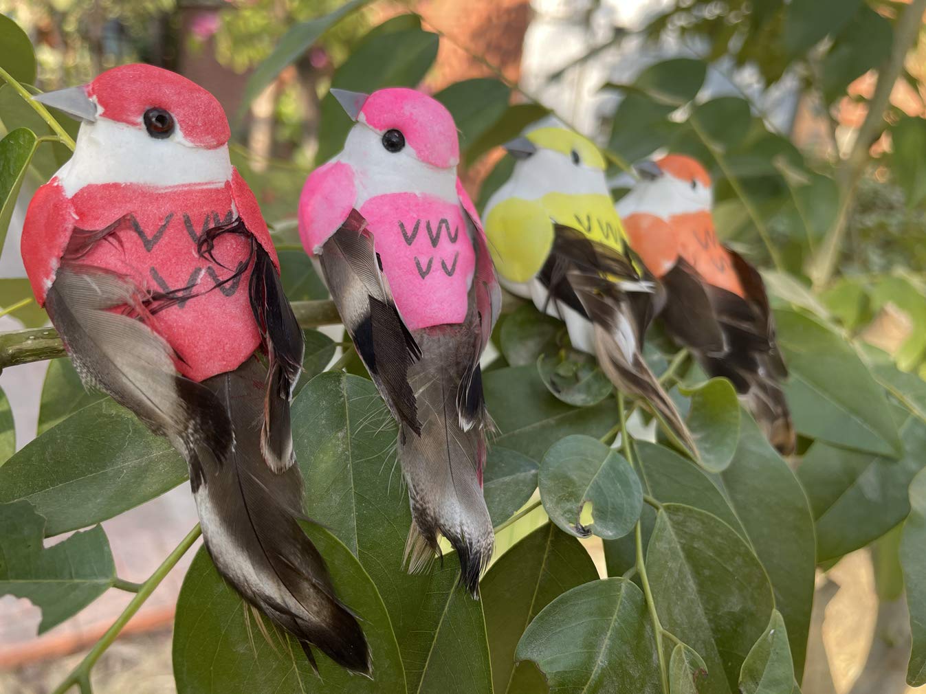 Artificial Simulated Foam Birds Sparrow with Claw Mini Love Feather Birds for Craft Home Ornaments Garden Wedding Decoration (3.7" BirdW8J4 w/Clip 4pcs)