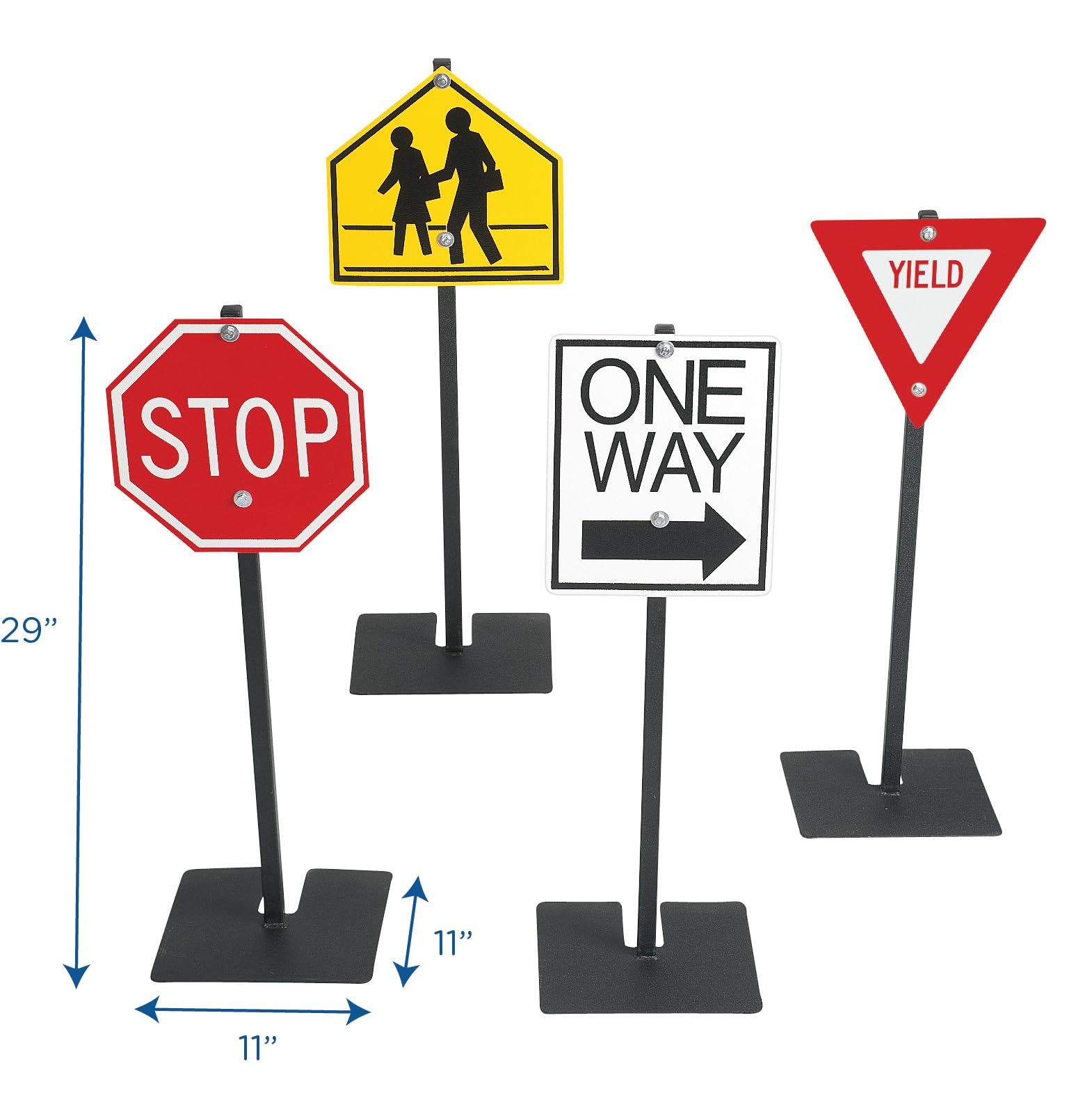 Children’s Factory Traffic Signs Set of 4, Outdoor Play Equipment for Daycare, Preschool, Playground, Kids Playhouse