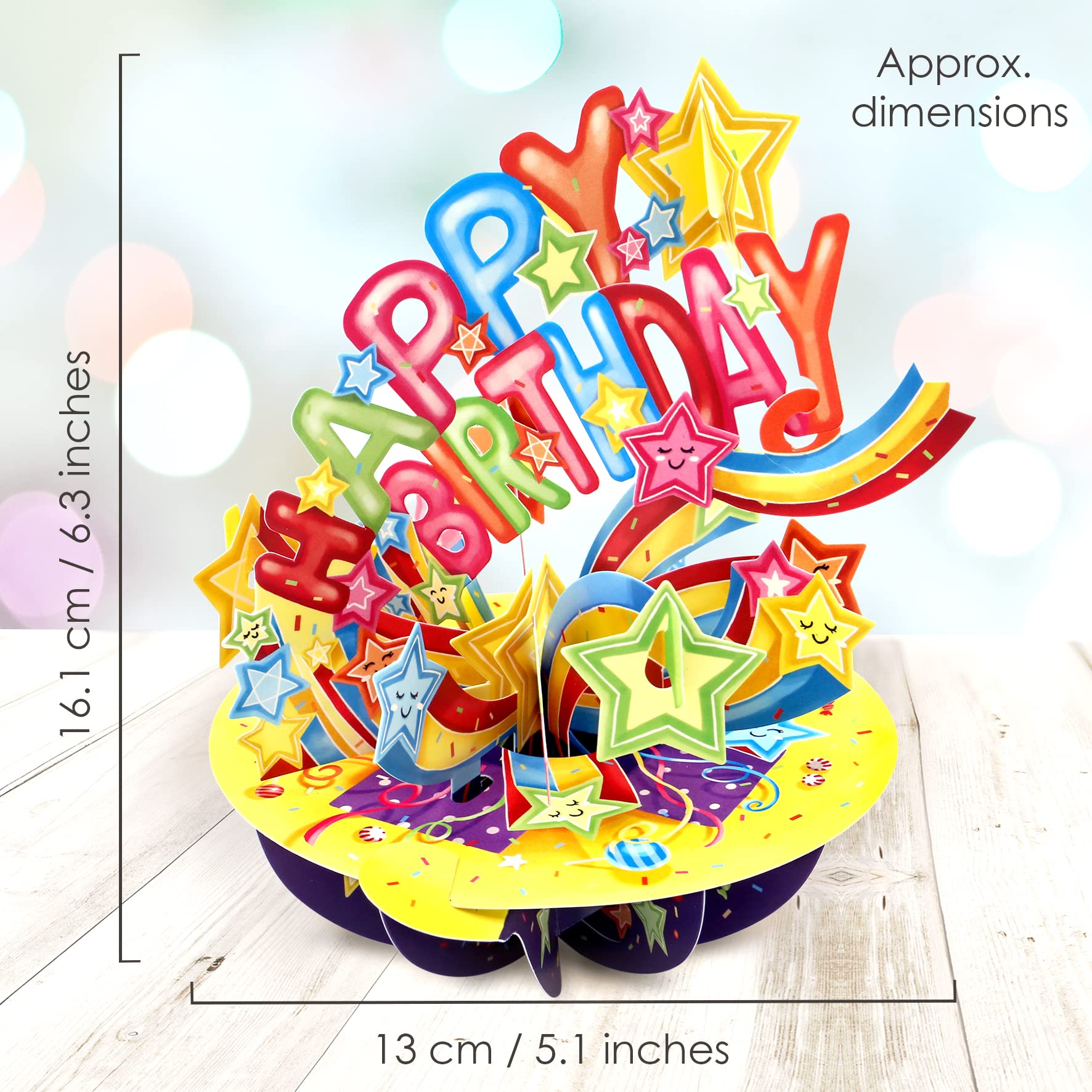 SANTORO Pirouette - 3D Pop Up Birthday Card - Shooting Stars - For Him, For Her, For Adults, For Kids - Birthday Gift - Interactive Card - Collectible Card - Creative Invitations, Unique Centerpieces, Memorable Decorations