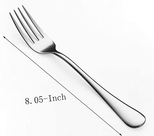Dinner Forks Set of 8, Stainless Steel Silverware Forks 8-Piece, Modern Flatware Cutlery Forks, Mirror Polished and Dishwasher Safe, 8.05 Inches