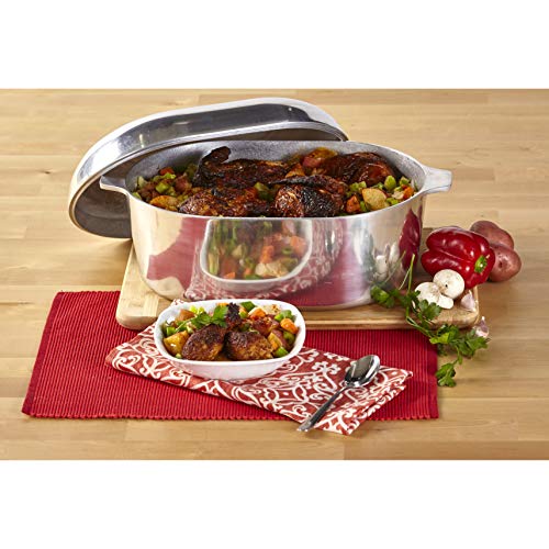 IMUSA USA Heavy Duty Cajun Oval Aluminum Roaster 15, Silver