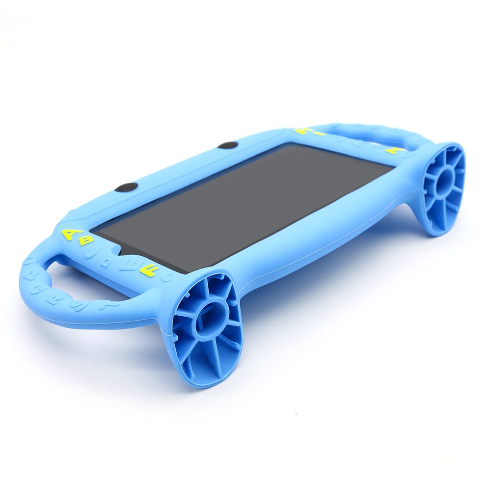 Kids Proof Case for Samsung 7 inch Tablet Galaxy Tab A/3/3 Lite/4/E Lite 7.0-CHINFAI [Cartoon Robot Series] Silicone Handle Stand Case Cover for Tablet SM-T280/T113/T230 (Blue)