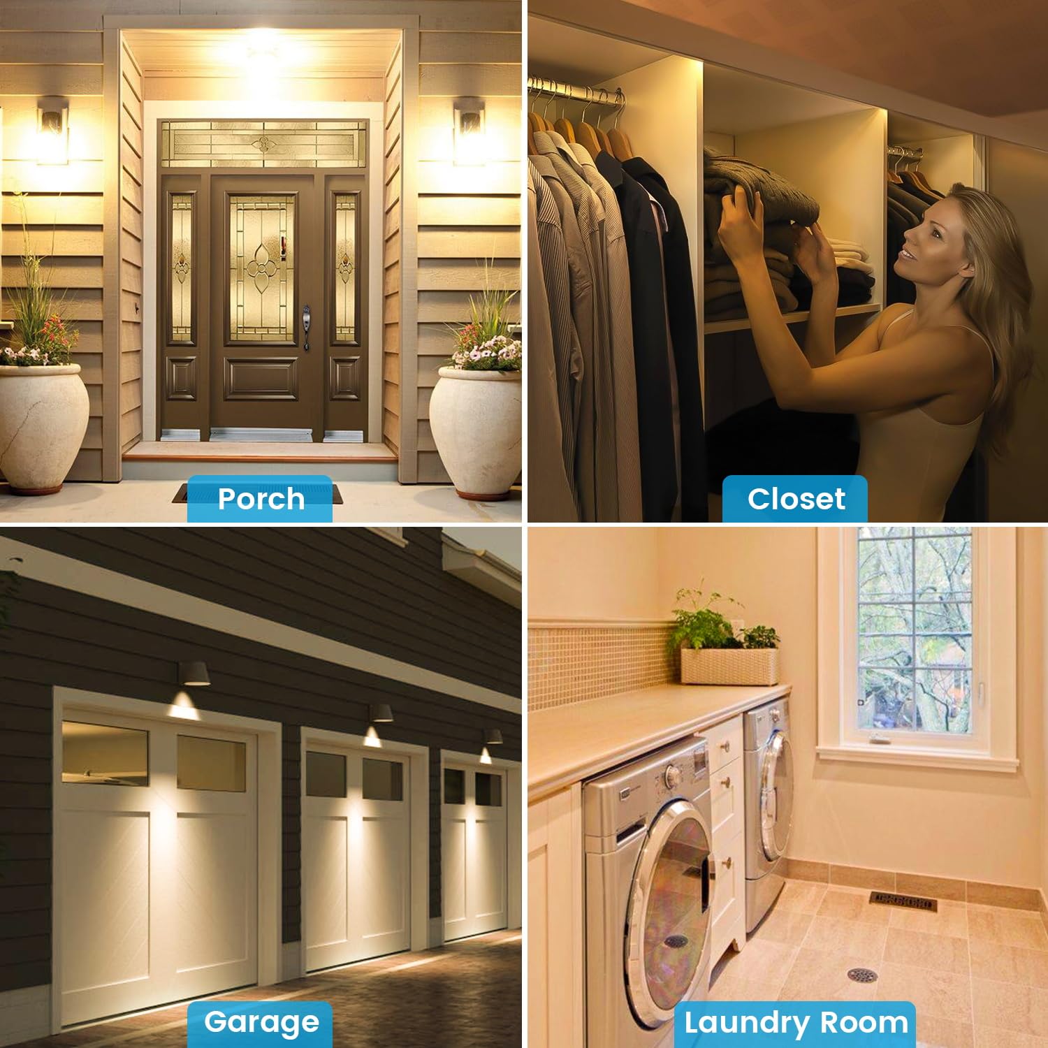 Aovpex Motion Sensor Light Bulbs Dusk to Dawn 13W Equivalent 100W 1100lm Movement Activated Security LED Light Bulb 2700K Warm White, Auto On Off for Porch Garage Basement Hallway Closet, 4 Pack