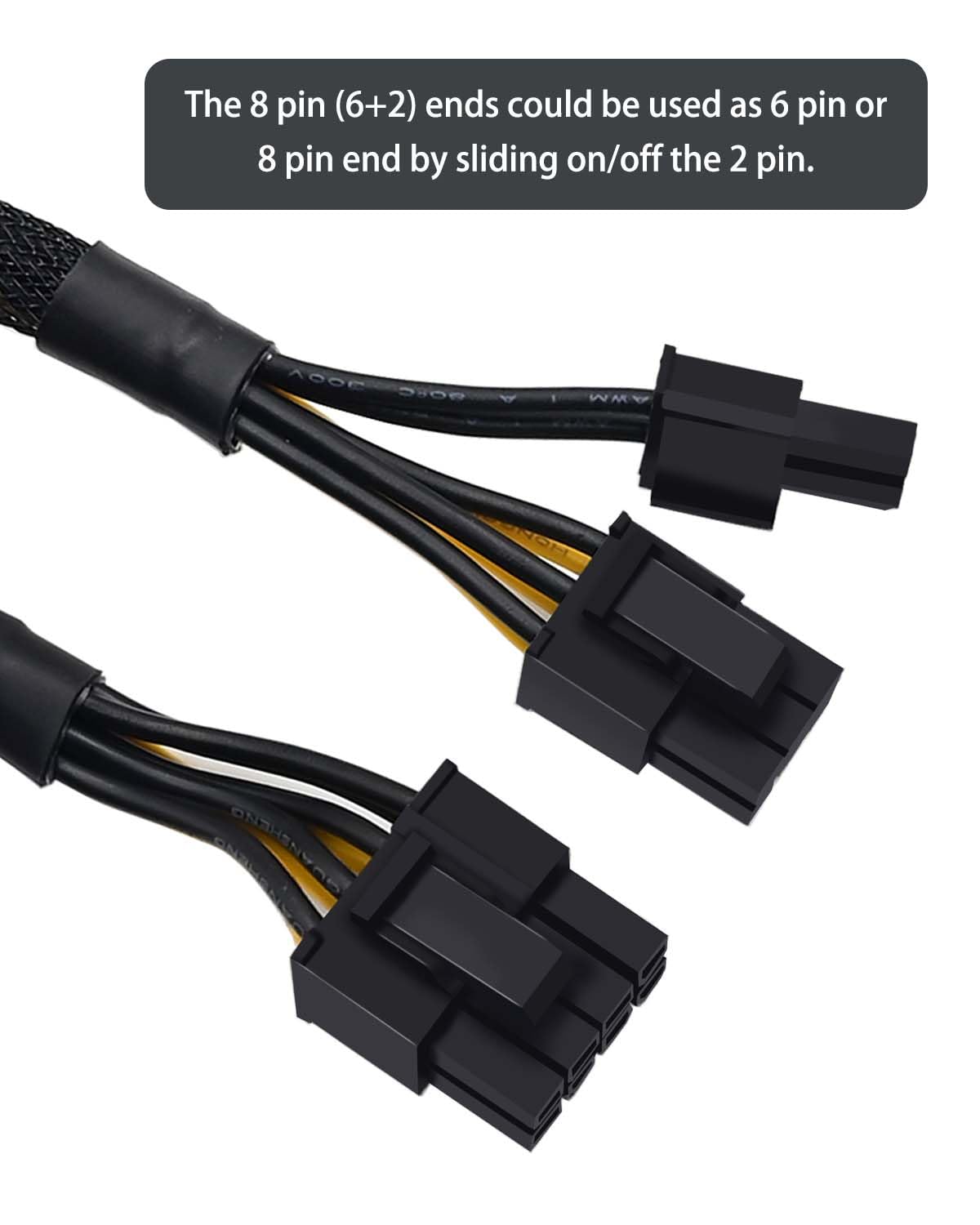 COMeap 8 Pin PCIe Splitter Cable, GPU VGA PCIe 8 Pin Female to 3X 8 Pin(6+2) Male PCI Express Adapter Extension for Bitcoin Ethereum Mining 11.4-inch(29cm)