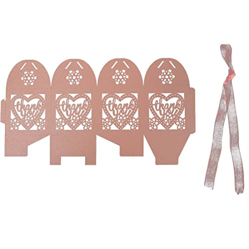 Elephant-package 25 Pcs Laser Cut Boxes (Pink), Bridal Shower Favor Boxes with Ribbon, Thank You Lace Candy Boxes, Party Favor, Wedding, Anniversary.