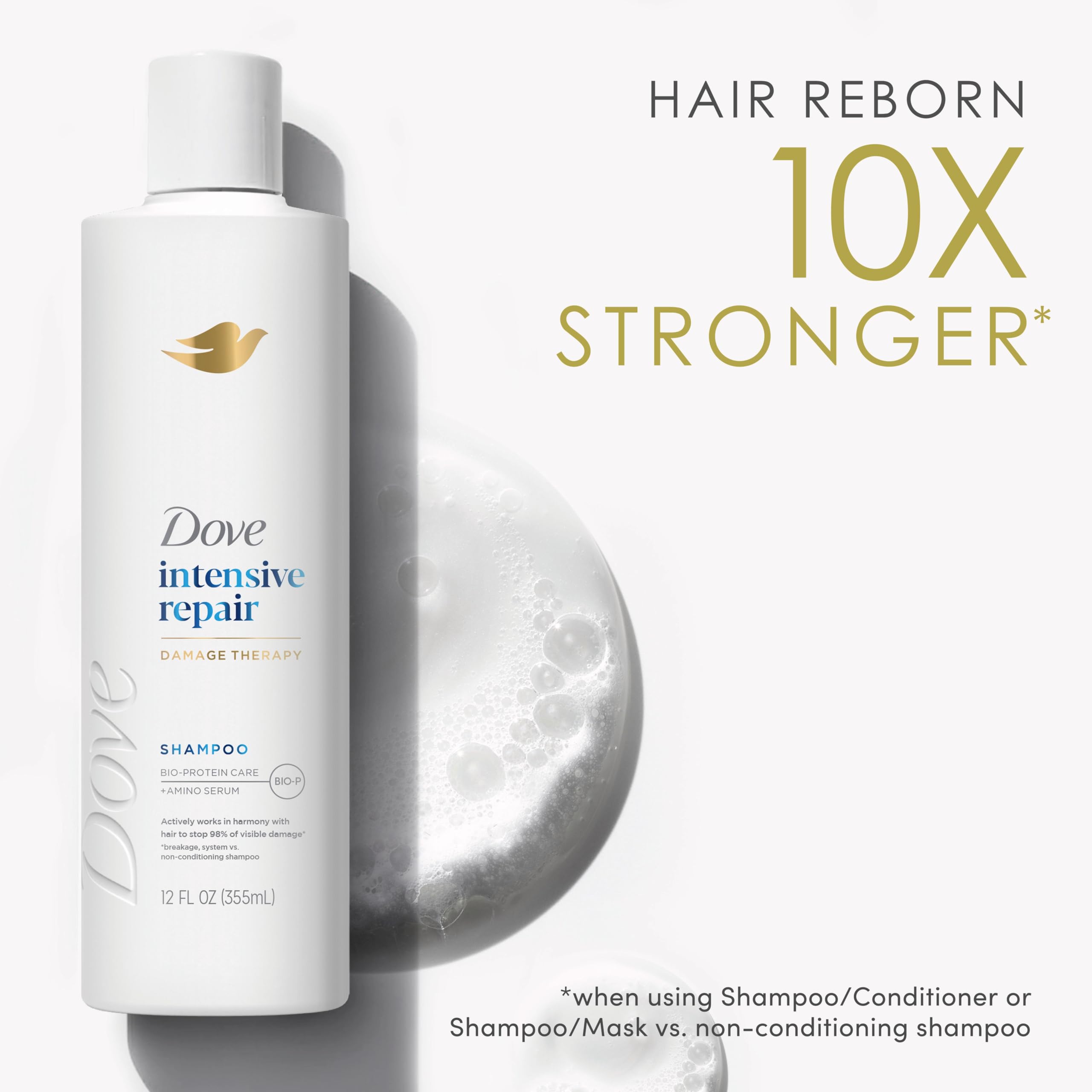 Dove Shampoo Intensive Repair for Damaged Hair with Bio-Protein Care Technology and Amino Serum 12 Fl Oz